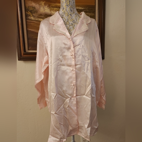 Allison Rhea | Intimates & Sleepwear | Vintage Pink Satin Embroidered ...